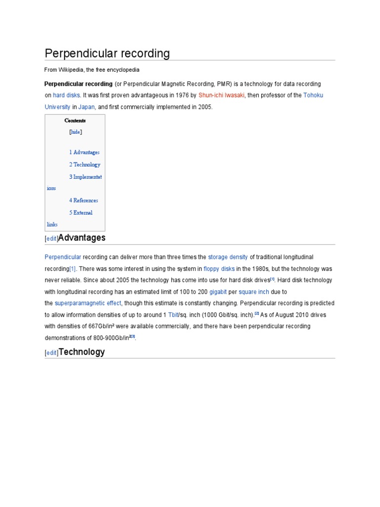 Perpendicular Recording | PDF | Computing | Computer Data Storage