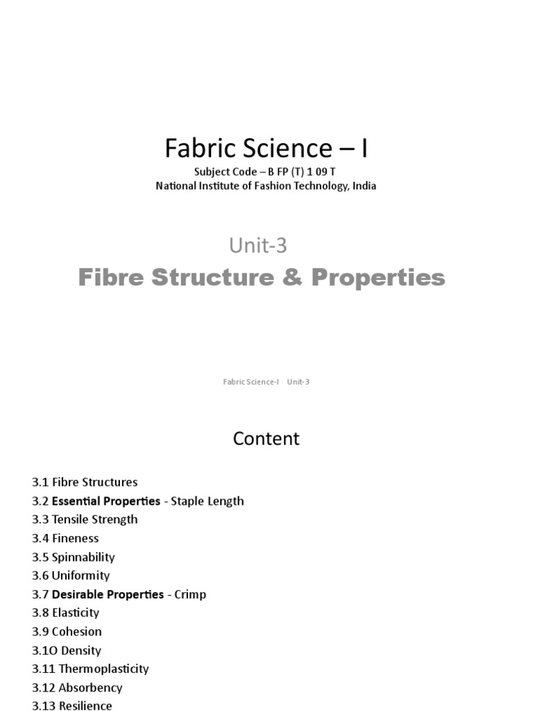 Fibre Structure and Properties Overview | PDF | Textiles | Fibers
