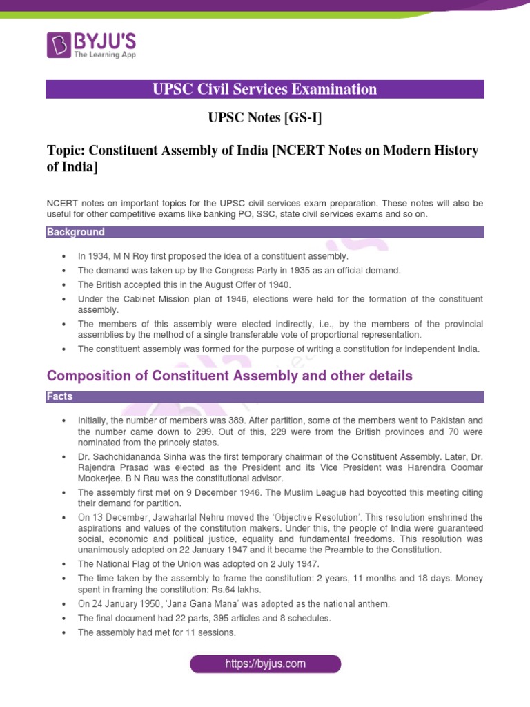 Constituent Assembly of India Notes | PDF | Jawaharlal Nehru ...