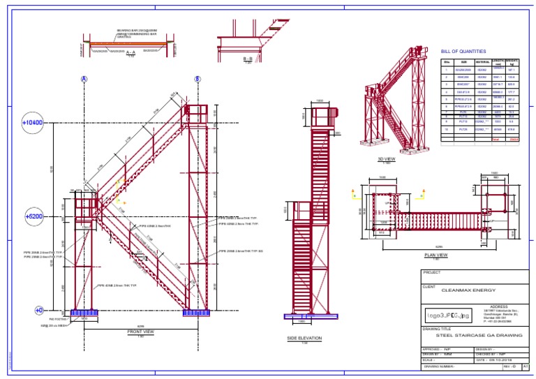 1 - STEEL STAIRCASE GA DRAWING1.dwg | PDF