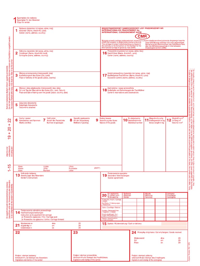 Druki CMR Formularz PDF | PDF