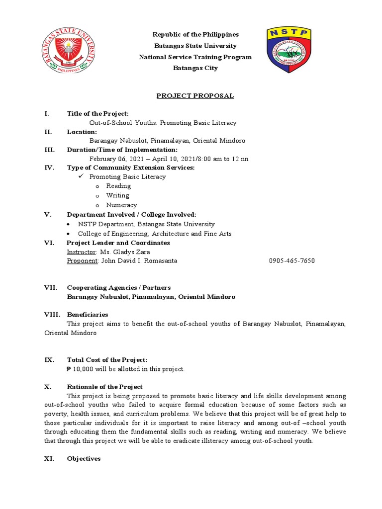 Project Proposal | PDF | Literacy | Cognition