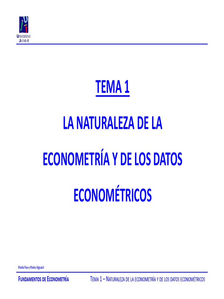 Tema 1 La Naturaleza de La Econometría Y de Los Datos Econométricos | PDF | Econometrics ...