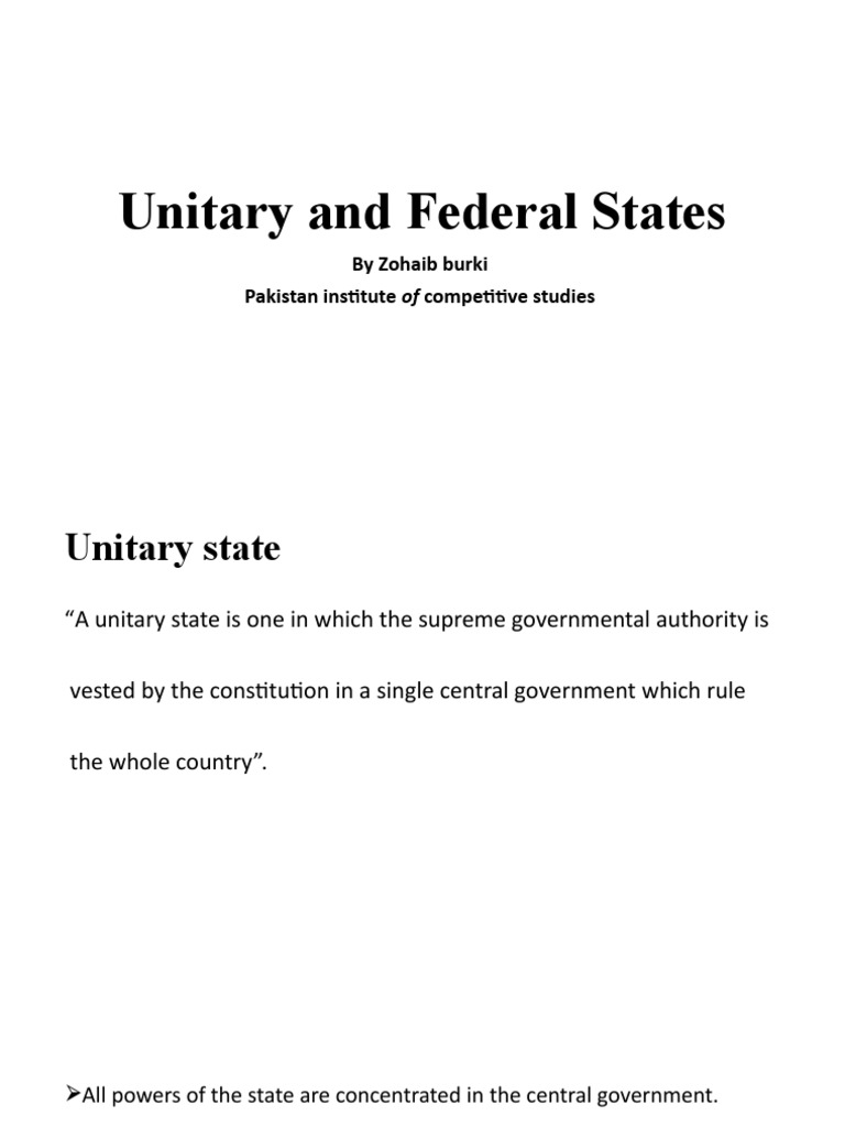 Unitary and Federal States | PDF | Federation | Sovereignty