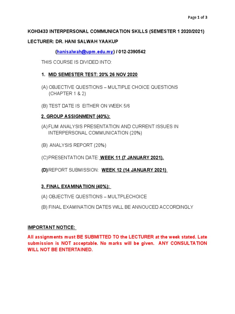 Interpersonal Communication Course Guide | PDF | Educational Assessment ...