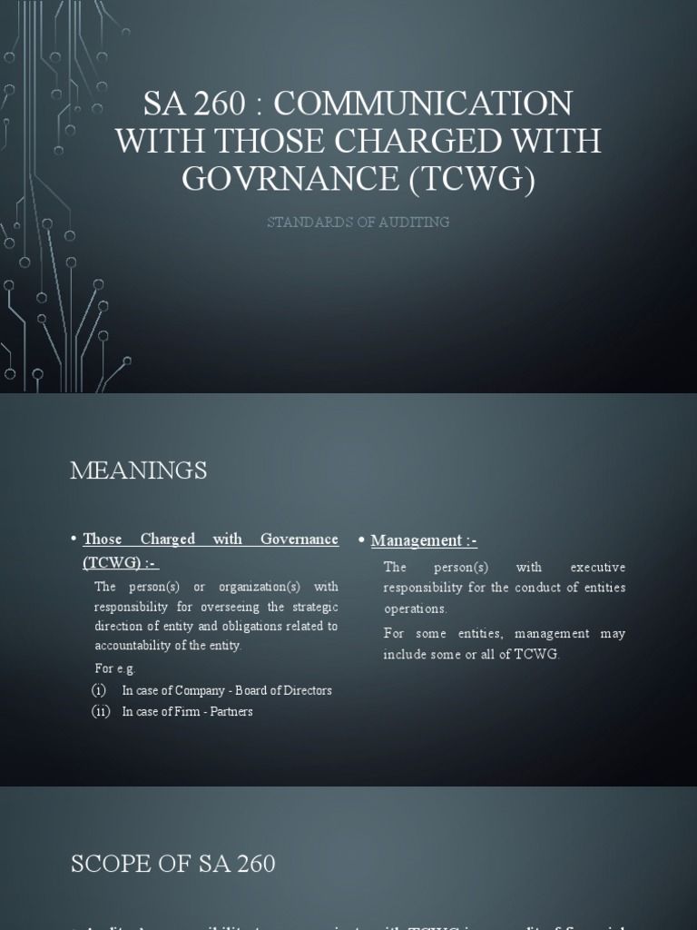 Sa 260: Communication With Those Charged With Govrnance (TCWG) | PDF ...