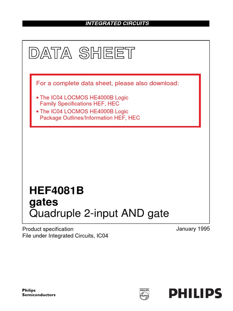 Hef4081b PDF | PDF | Logic Gate | Electrical Components