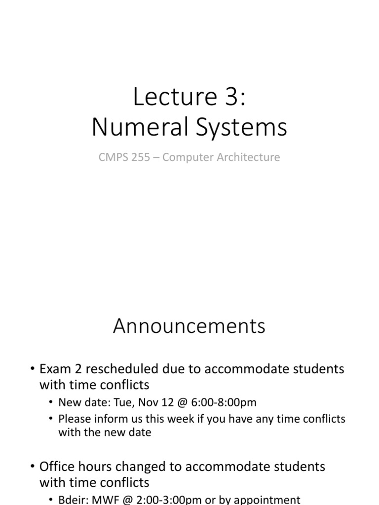Numeral Systems: CMPS 255 - Computer Architecture | PDF | Theory Of Computation | Mathematical ...