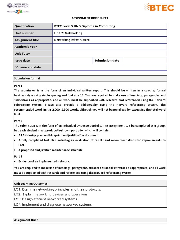Unit 2 Assignment Brief Phong | PDF | Local Area Network | Computer Network