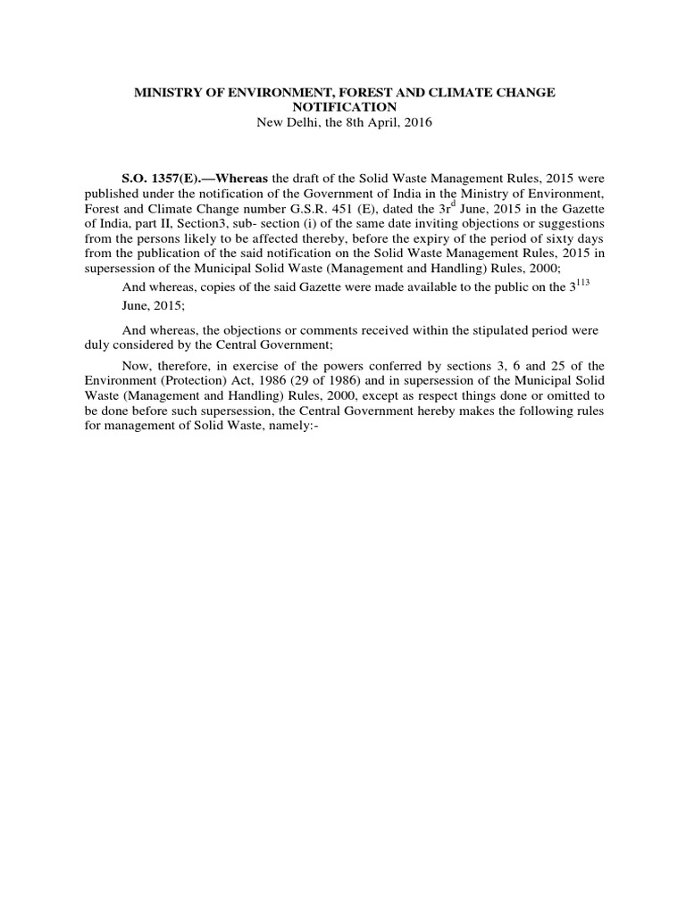 SWM Rules 2016 | PDF