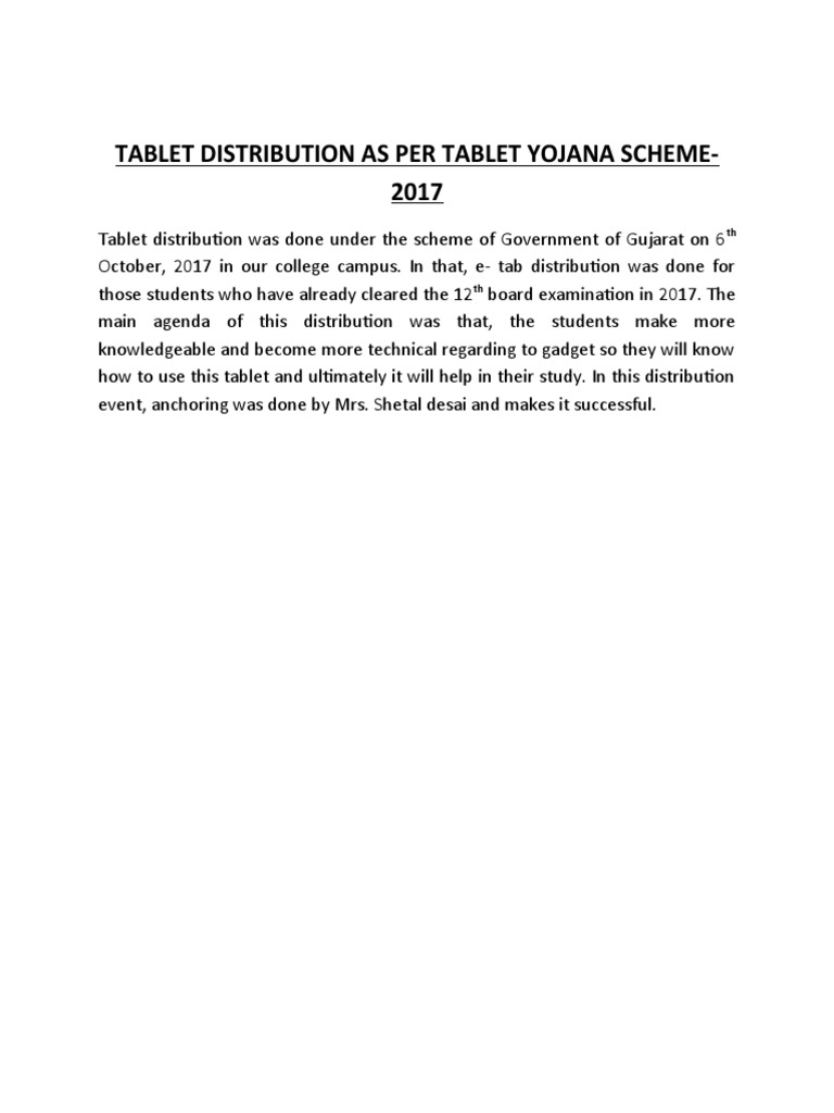 Tablet Distribution | PDF