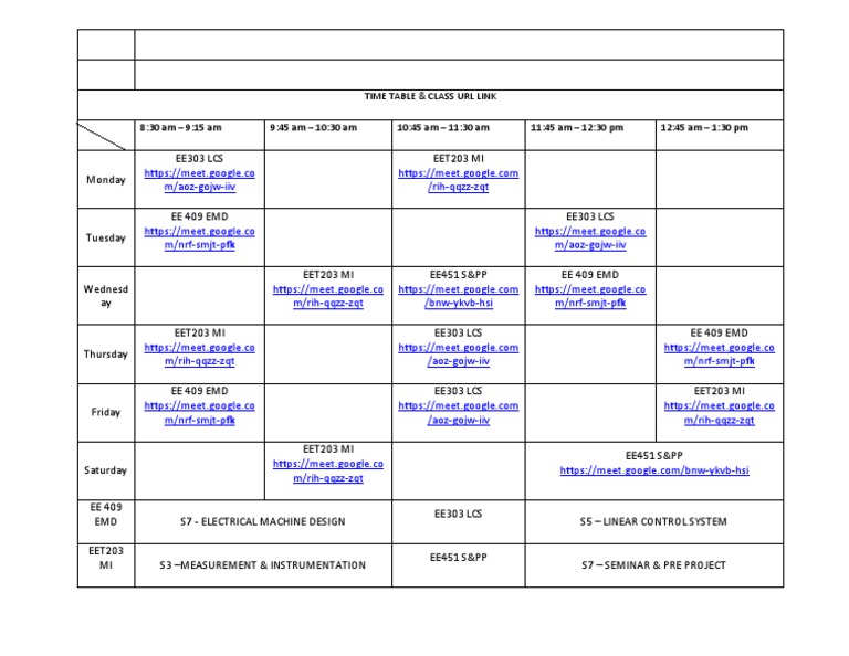 Time Table Odd 2020 | PDF | Teaching Mathematics | Nature
