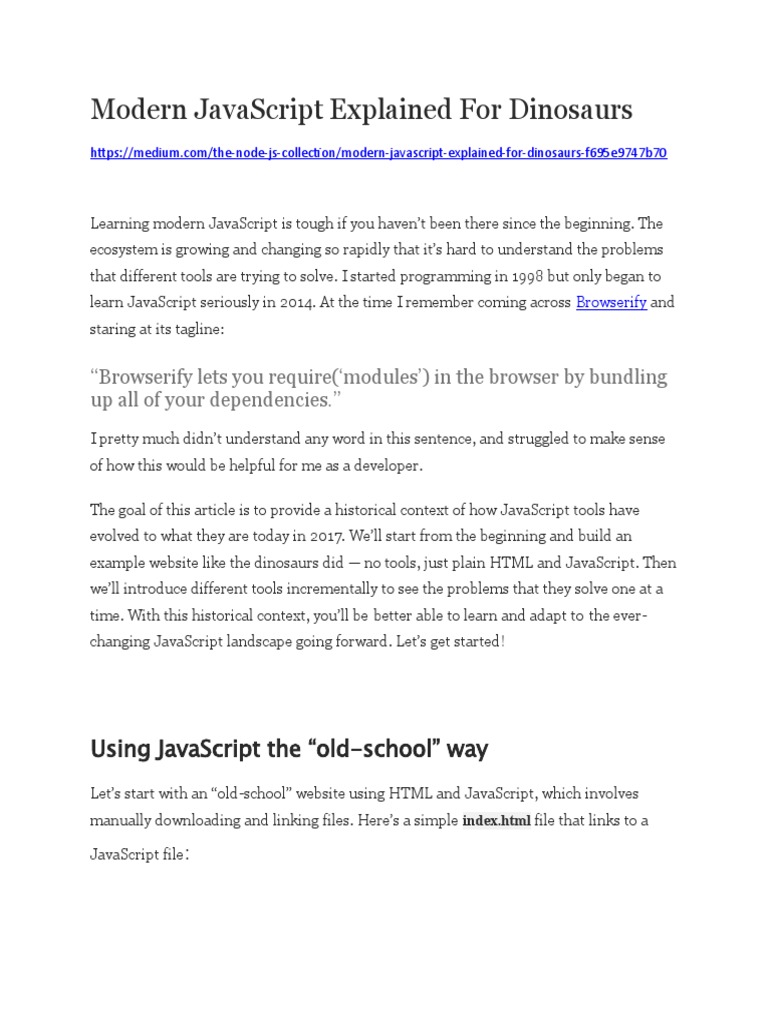 Modern JavaScript Explained For Dinosaurs | PDF | Java Script | Command Line Interface