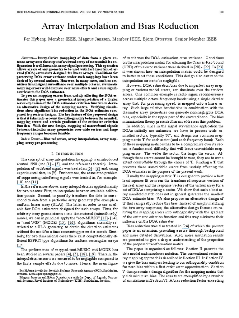 Array Interpolation and Bias Reduction PDF | PDF | Matrix (Mathematics ...