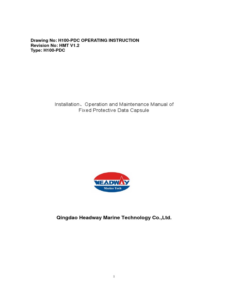 Headway HMT-100 Installation, Operation and Maintenance Manual of FIXED ...