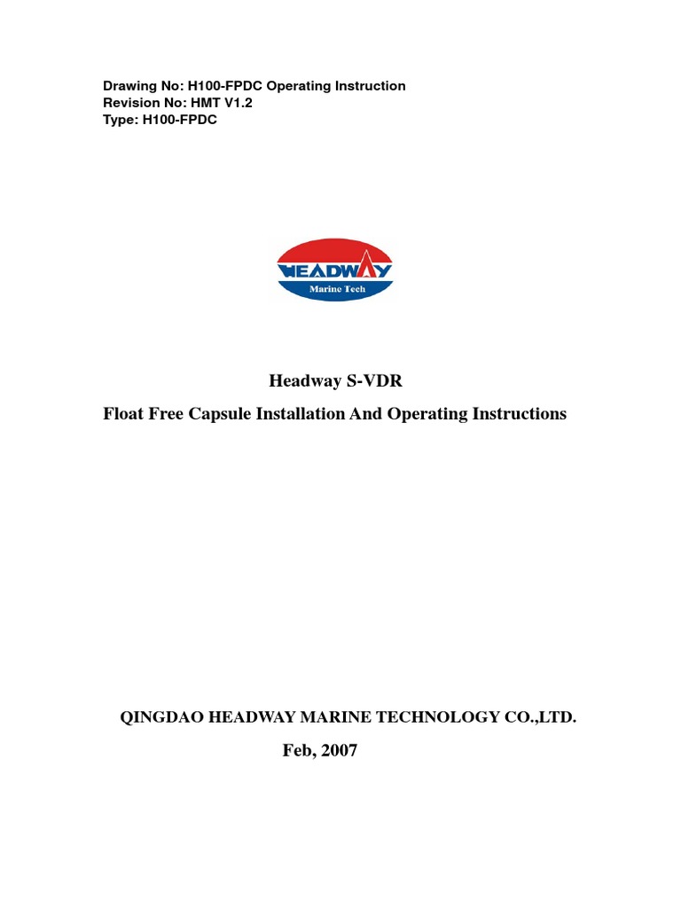 Headway HMT-100 Installation, Operation and Maintenance Manual of FLOAT ...