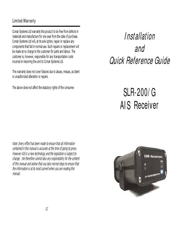 COMAR SLR200-G Installation Guide | PDF | Very High Frequency | Antenna ...