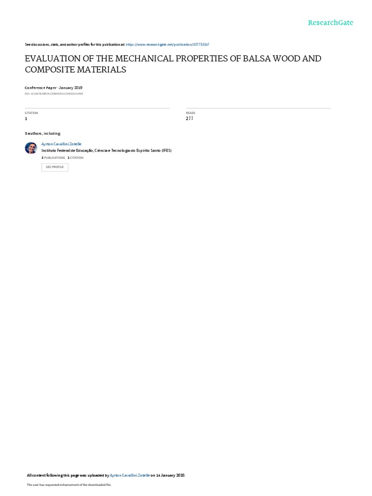 Mechanical Properties of Balsa Wood | PDF | Composite Material | Young ...