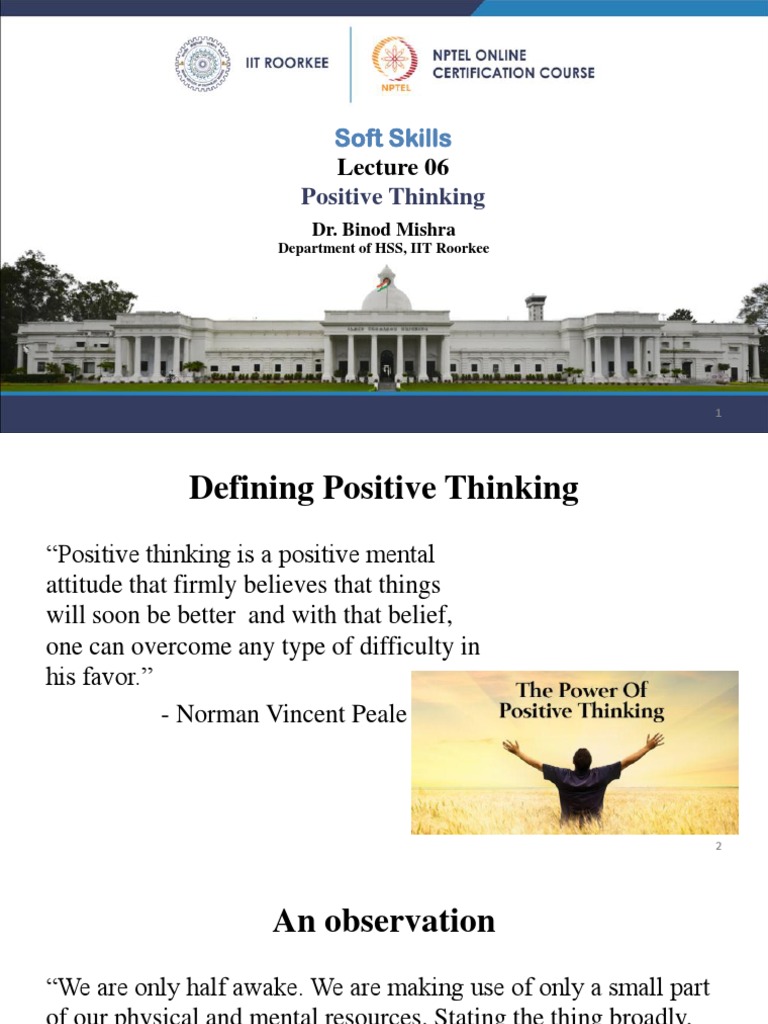 Soft Skills: Positive Thinking | PDF | Optimism | Thought