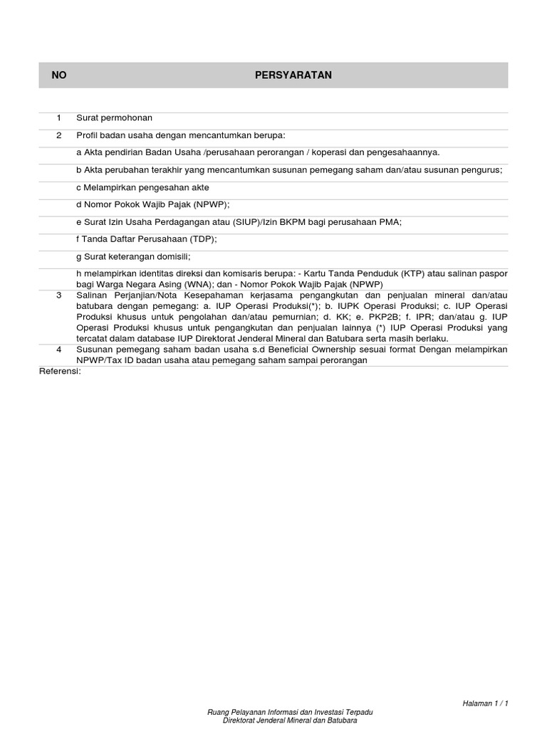 Iup Operasi Produksi Khusus Pengangkutan Dan Penjualan Izin Di BKPM | PDF