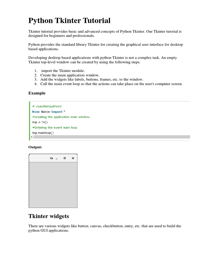 Tkinter Javapoint PDF | PDF | Menu (Computing) | Button (Computing)