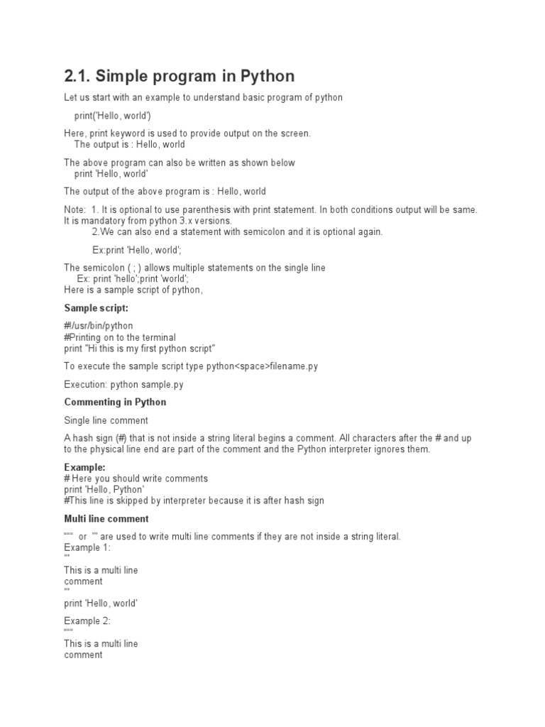 2 My First Program In Python Pdf Python Programming Language Quotation Mark 