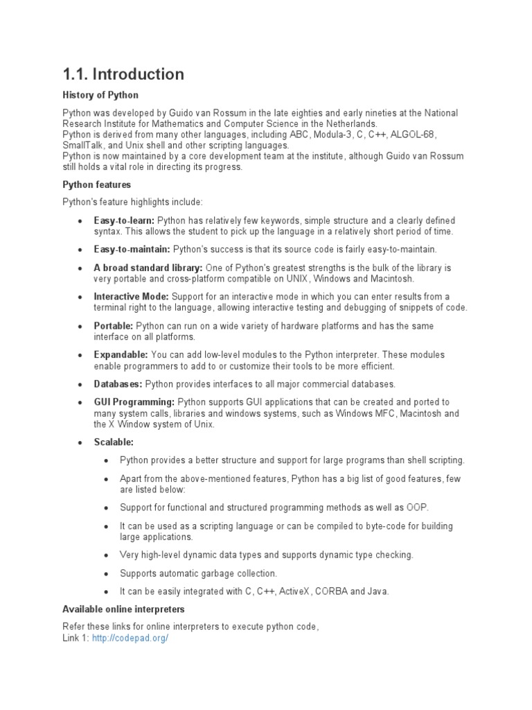 1 Introduction | PDF | Python (Programming Language) | Scripting Language