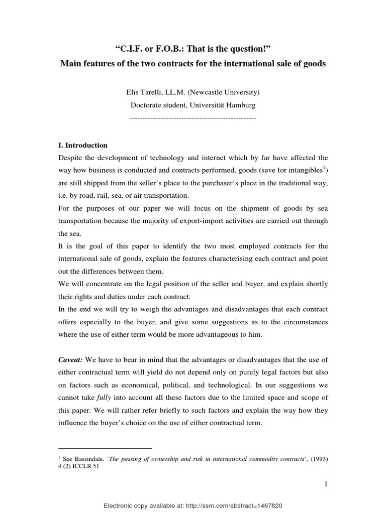 FOB Contracts Rights and Duties | PDF | Trade | Business Law