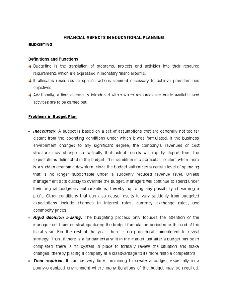 Educ 207 - FINANCIAL ASPECTS IN EDUCATIONAL PLANNING v2 | PDF | Budget | Economic Growth