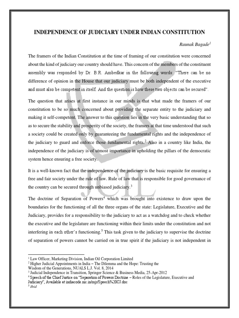 Independence of Judiciary in India | PDF | Supreme Court Of India ...