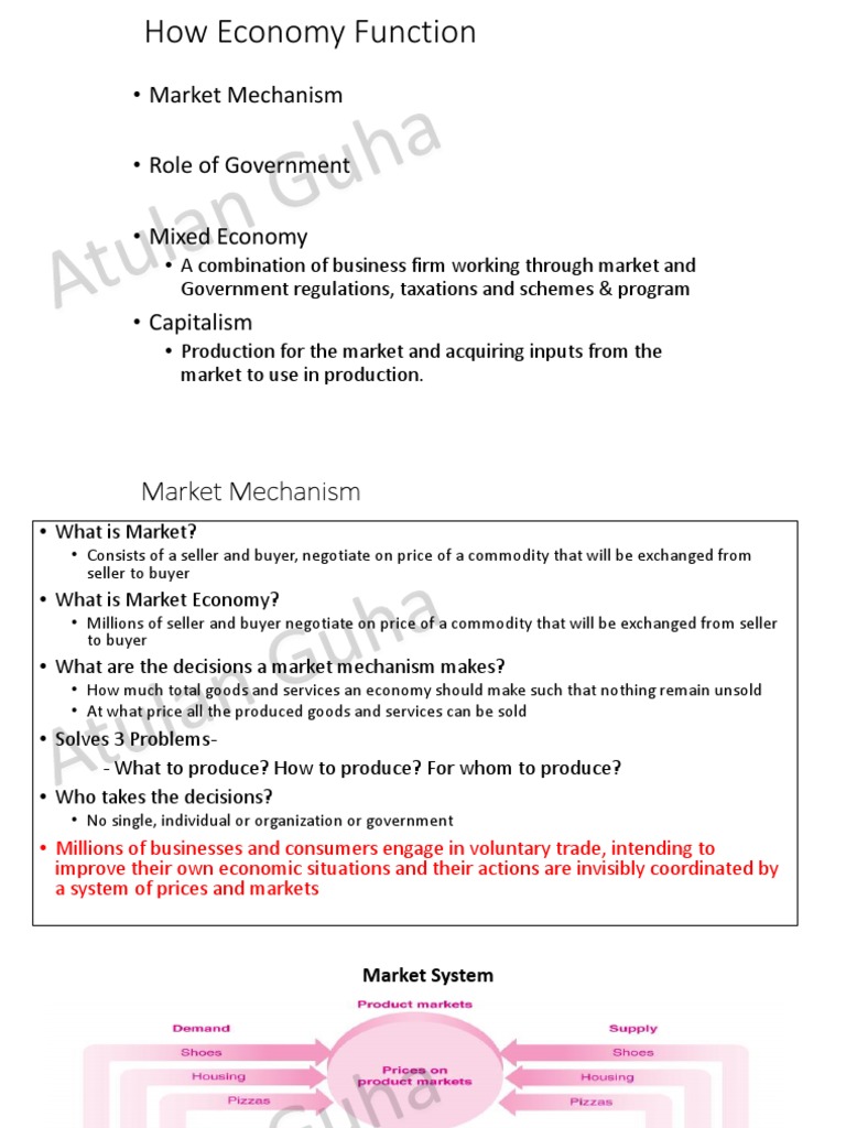 How Economy Function: - Market Mechanism - Role of Government - Mixed ...