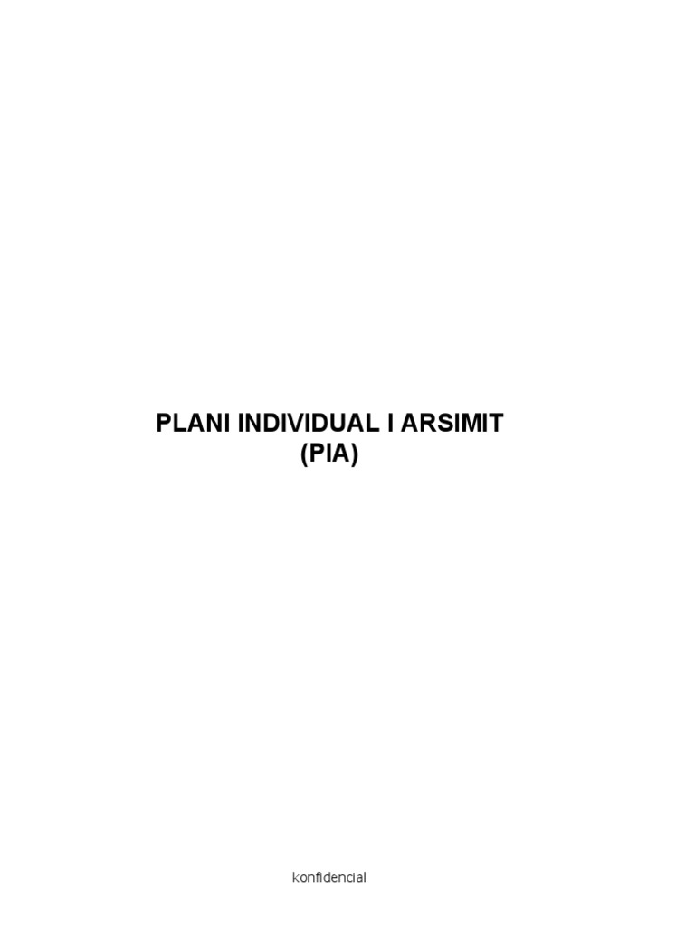 Plani Individual I Arsimit (PIA) : Konfidencial | PDF