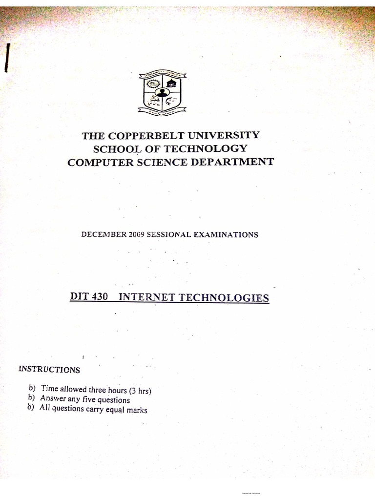 CS 460 Internet Technologies Past Papers With Solutions | PDF