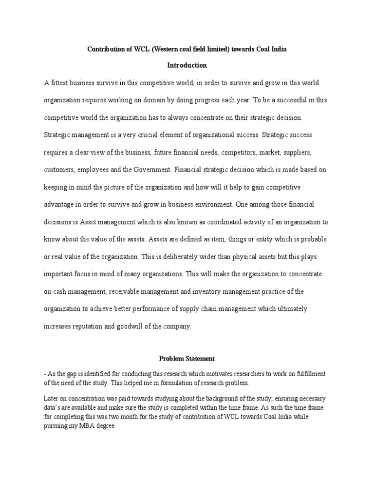 Contribution of WCL (Western Coal Field Limited) Towards Coal India ...