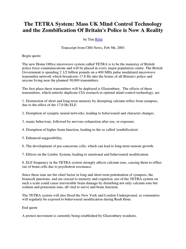 The TETRA System - Mass UK Mind Control Technology and The ...