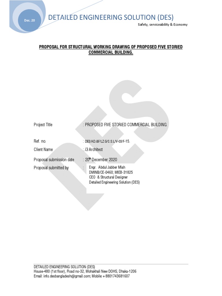 Proposal For Structural Design of Proposed Five Storied Structure at ...