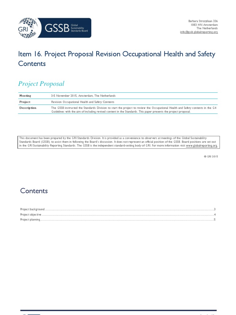 Item 16. Project Proposal Revision Occupational Health and Safety | PDF ...