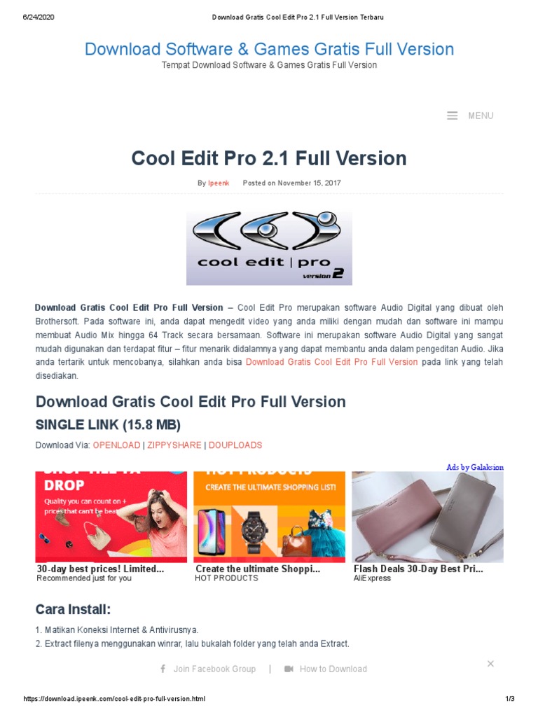 Gratis Cool Edit Pro 2.1 Full Version Terbaru | PDF