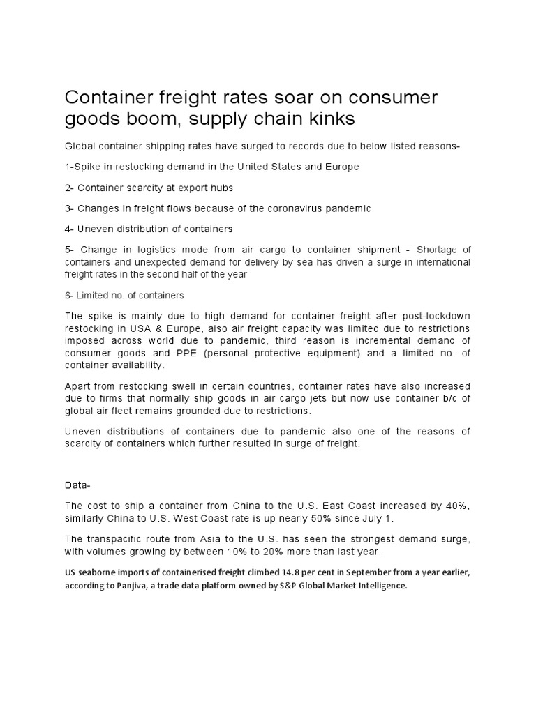 Container Freight Rates Soar | PDF