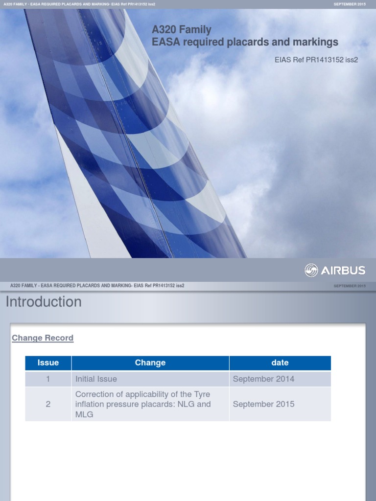 A320 Family EASA Required Placards and Markings: EIAS Ref PR1413152 ...