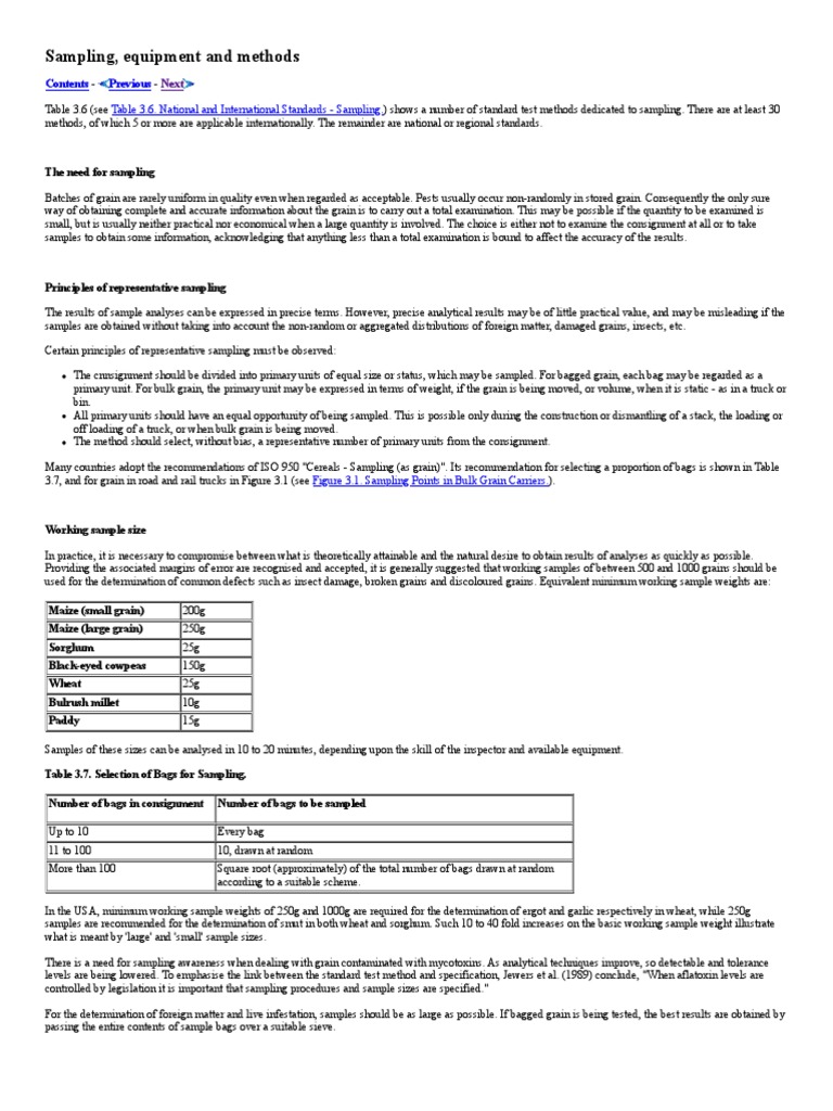 Grain Sampling Methods and Standards | PDF | Sampling (Statistics ...