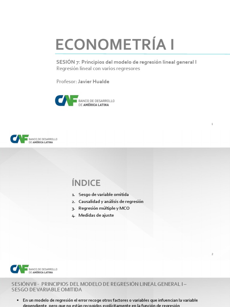 Sesión7 - ECONOMETRIA | PDF | Mínimos cuadrados ordinarios | Regresión lineal