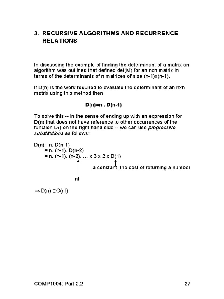 Recursive Algorithms And Recurrence Relations Solving First Order Homogeneous And Inhomogeneous