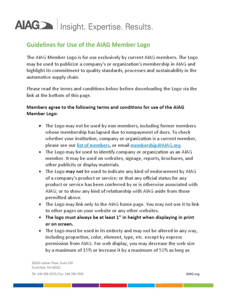 Guidelines For Use of The AIAG Member Logo | PDF | World Wide Web ...