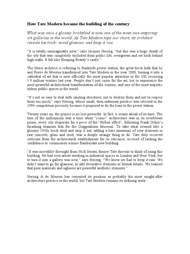 How Tate Modern Became The Building of The Century | PDF