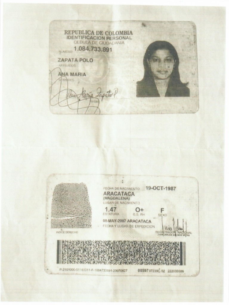 1 Cedula Ana Maria Zapata Polo | PDF