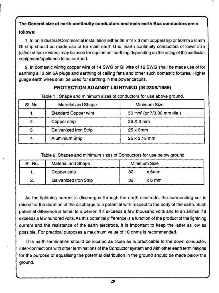 CEIG Earthing Sizes | PDF
