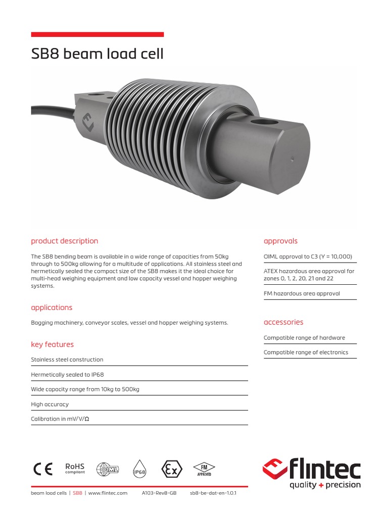 SB8 Beam Load Cell: Product Description Approvals | PDF | Electrical ...