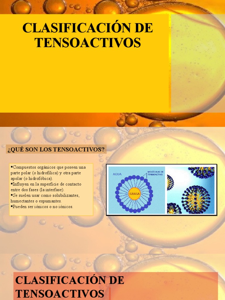 Clasificación de Tensoactivos | PDF | Tensioactivo | Química Física