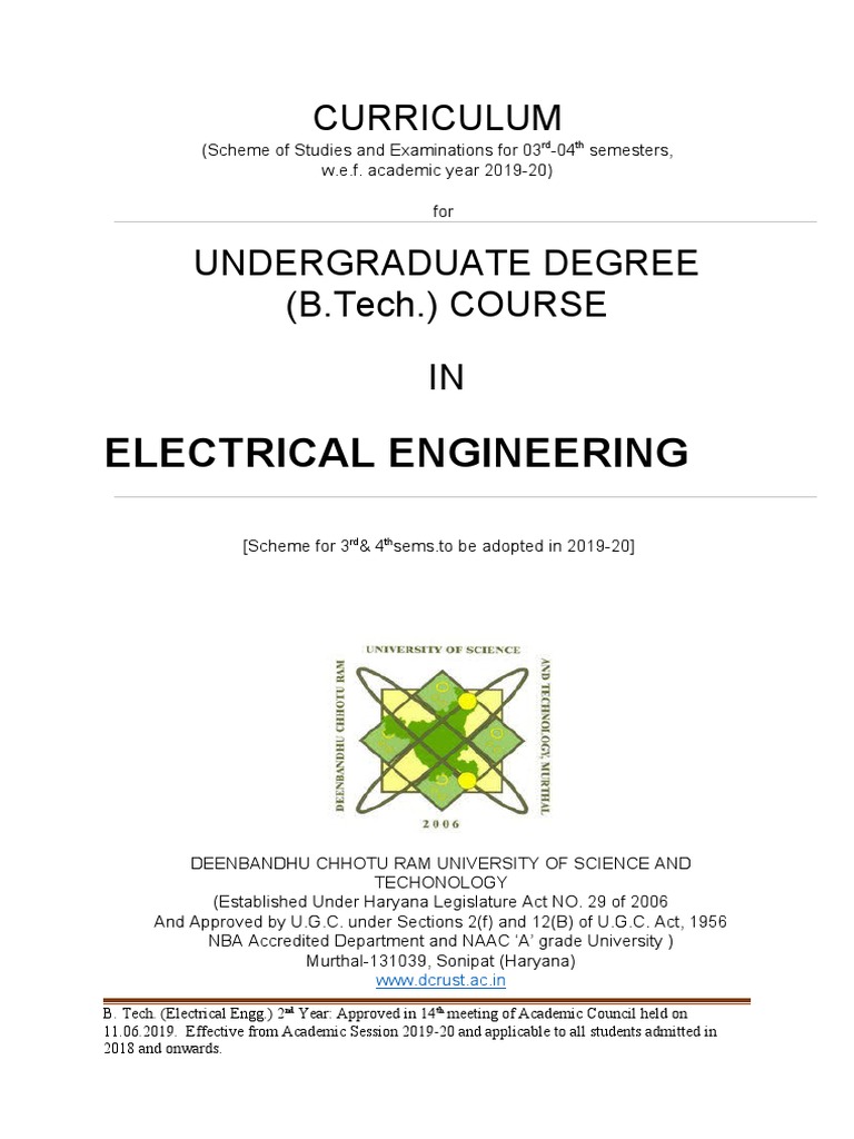 Electrical Engineering: Curriculum | PDF | Amplifier | Operational ...